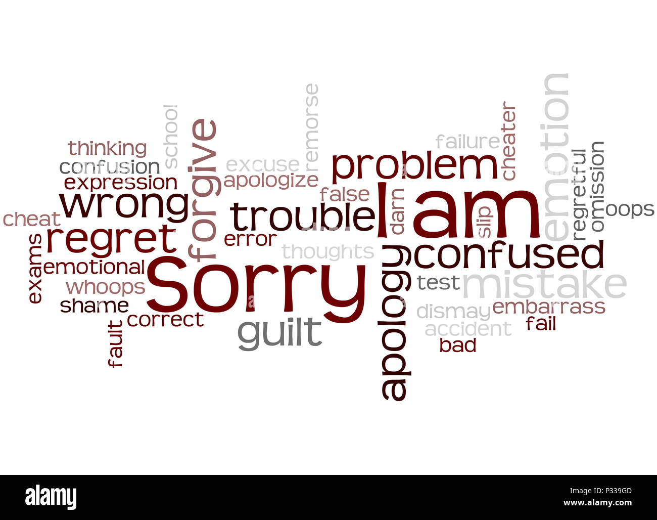 I am Sorry, word cloud concept on white background Stock Photo - Alamy