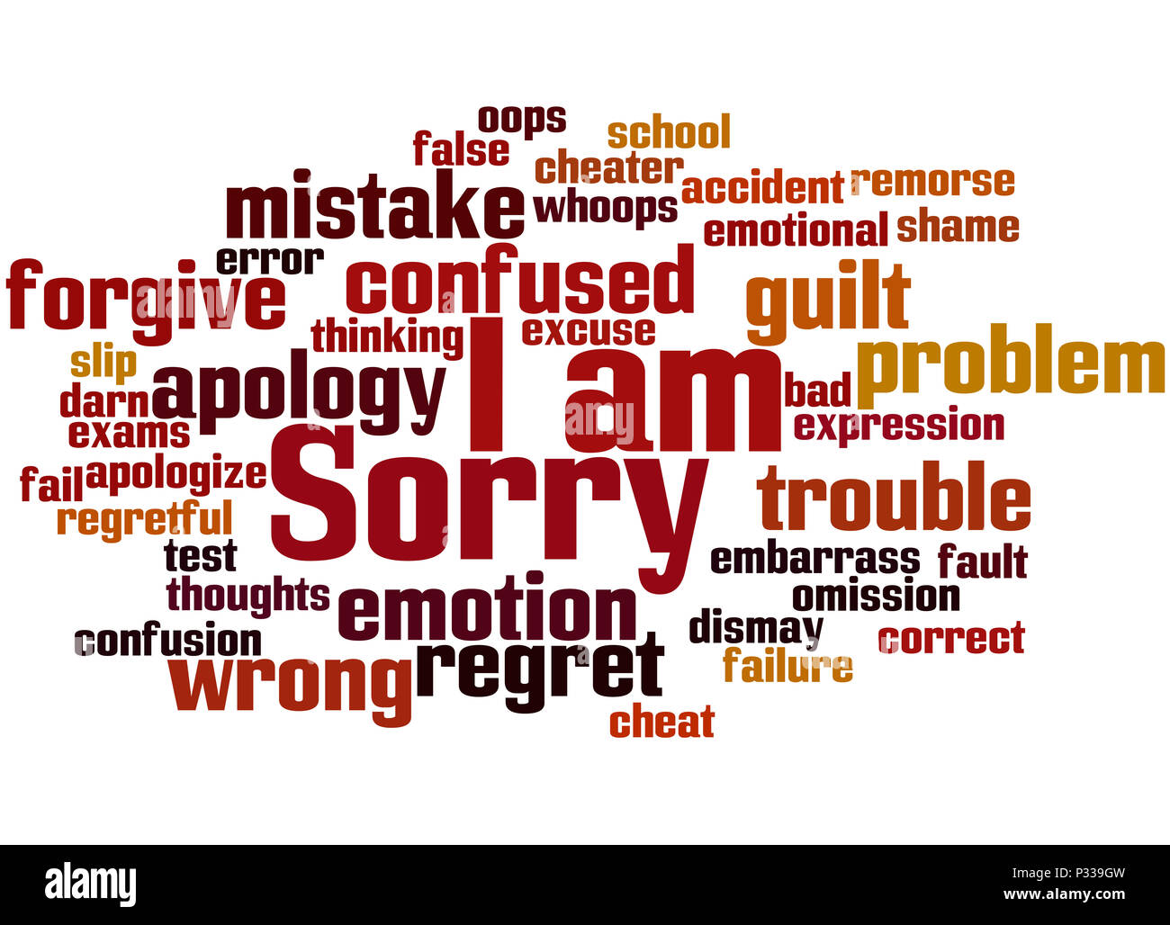 I am Sorry, word cloud concept on white background Stock Photo - Alamy