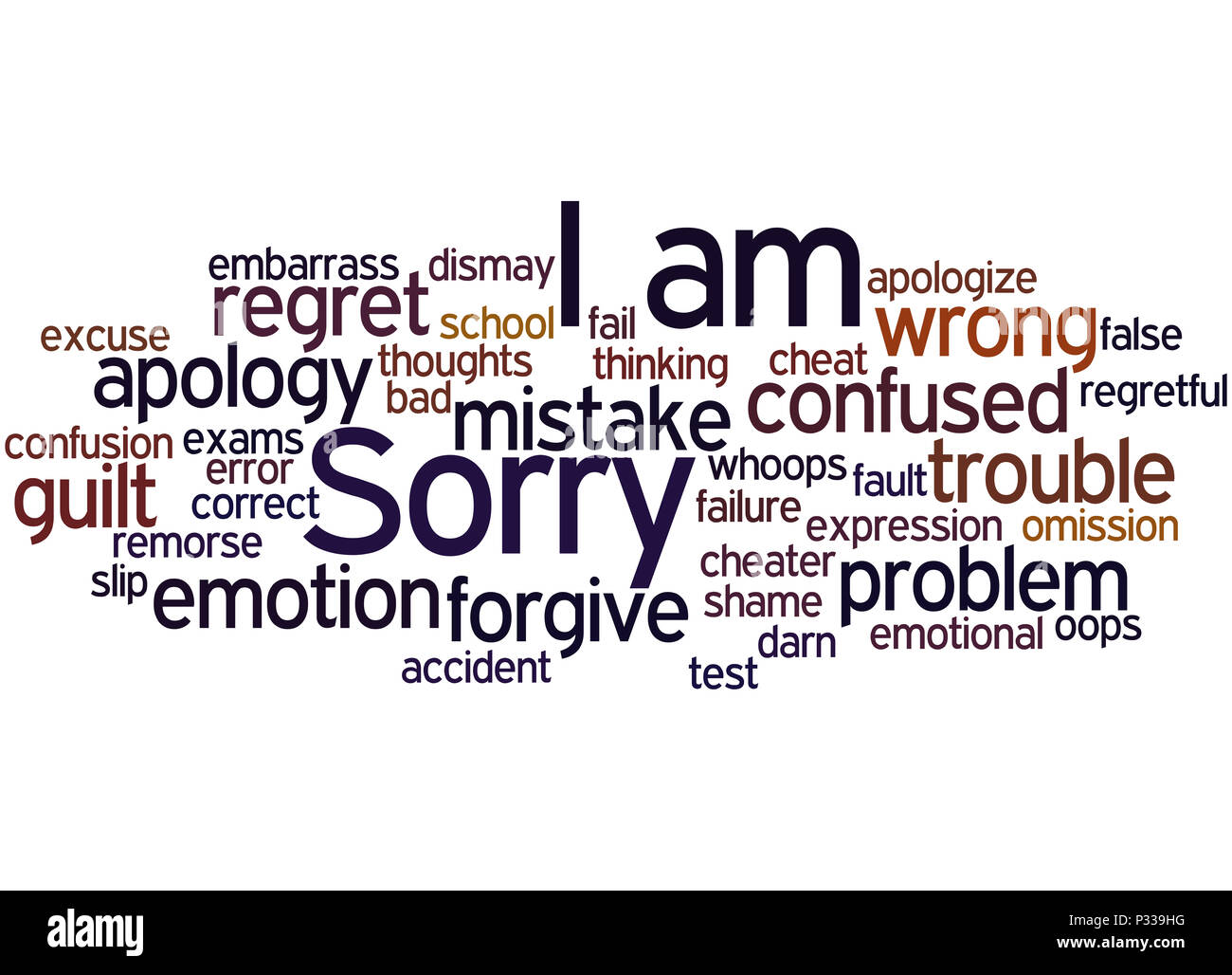 I am Sorry, word cloud concept on white background Stock Photo - Alamy