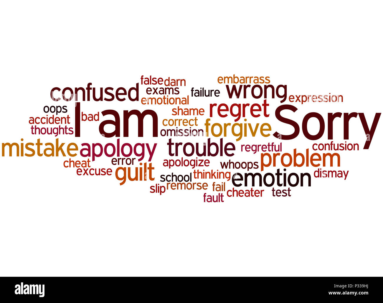 I am Sorry, word cloud concept on white background Stock Photo - Alamy