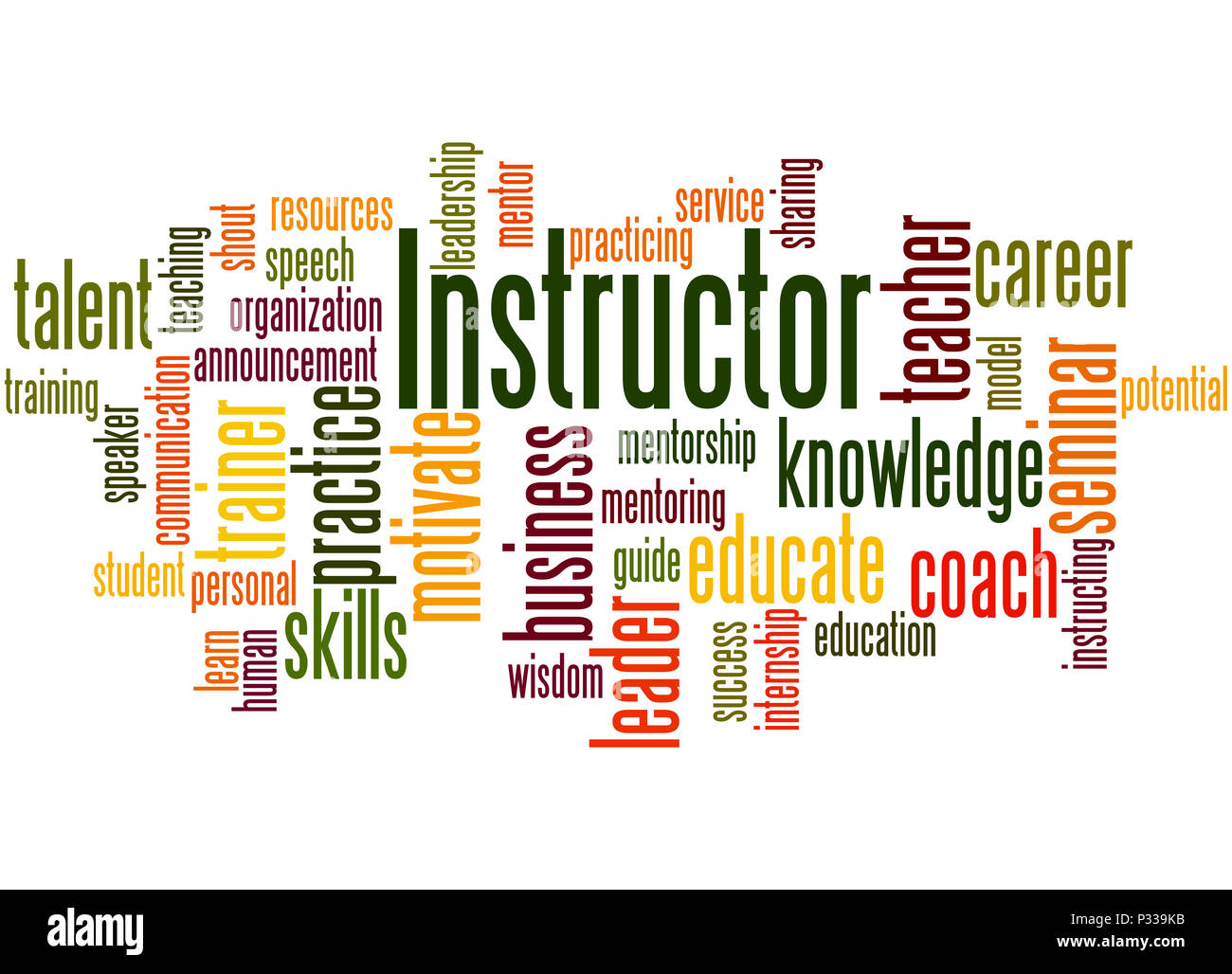 Instructor, word cloud concept on white background Stock Photo - Alamy