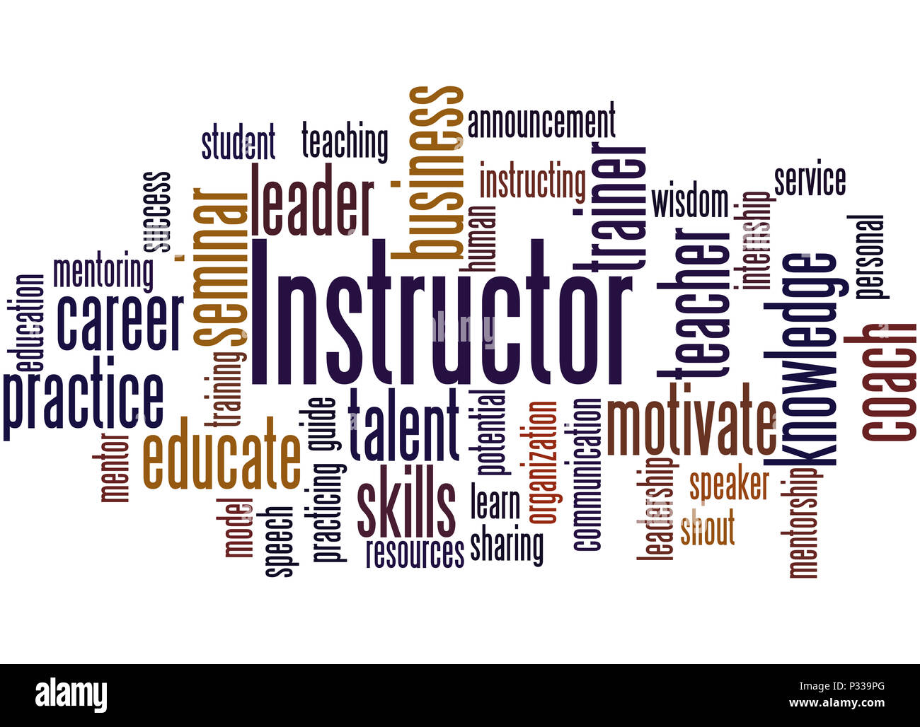 Instructor, word cloud concept on white background Stock Photo - Alamy