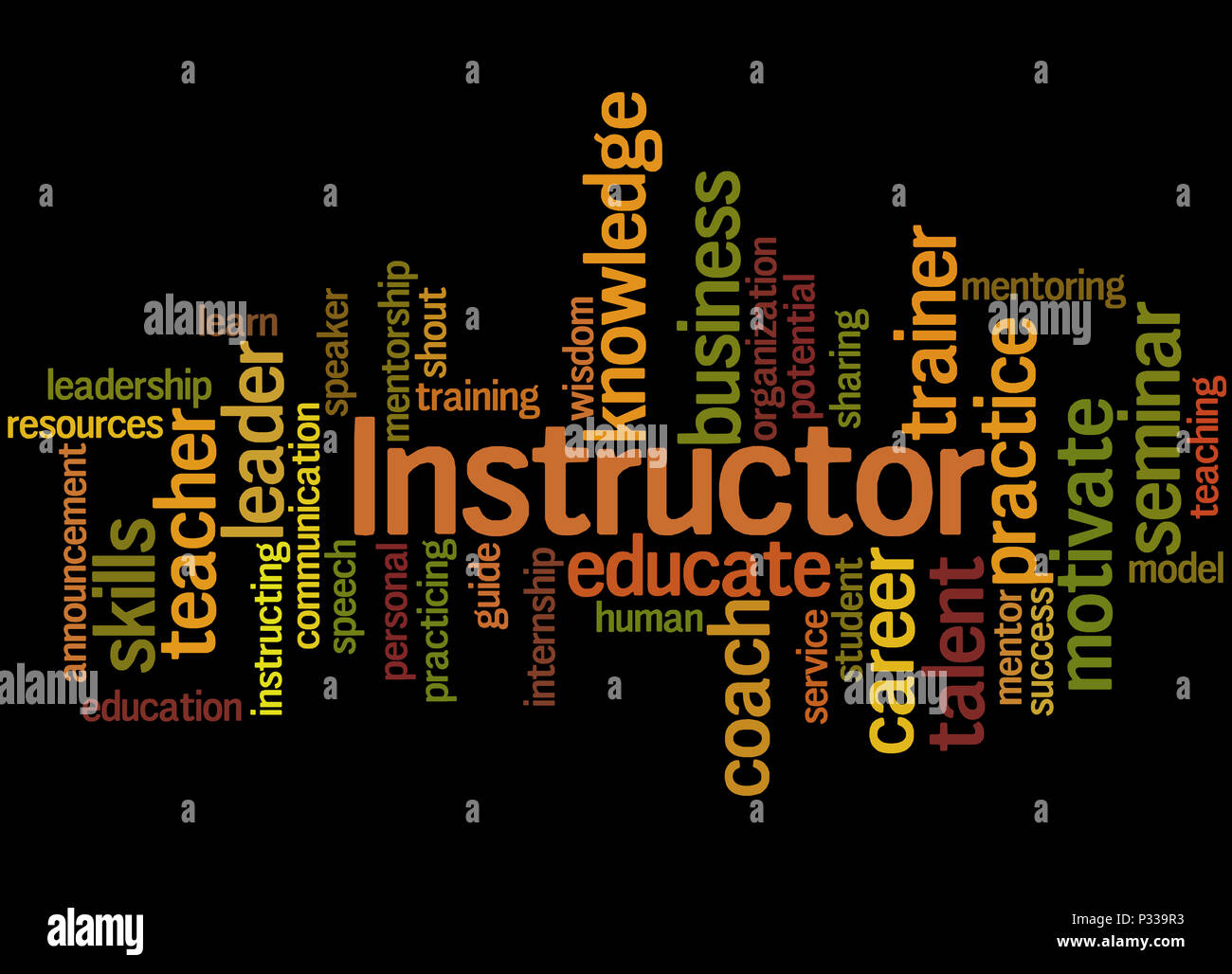 Instructor, word cloud concept on white background Stock Photo - Alamy