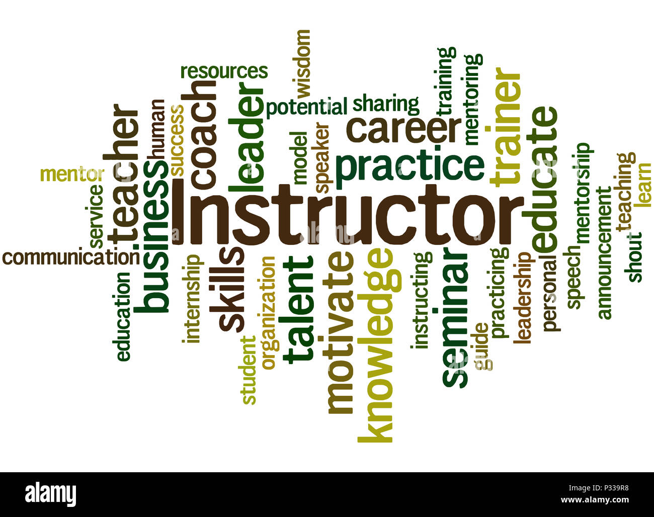 Instructor, word cloud concept on white background Stock Photo - Alamy
