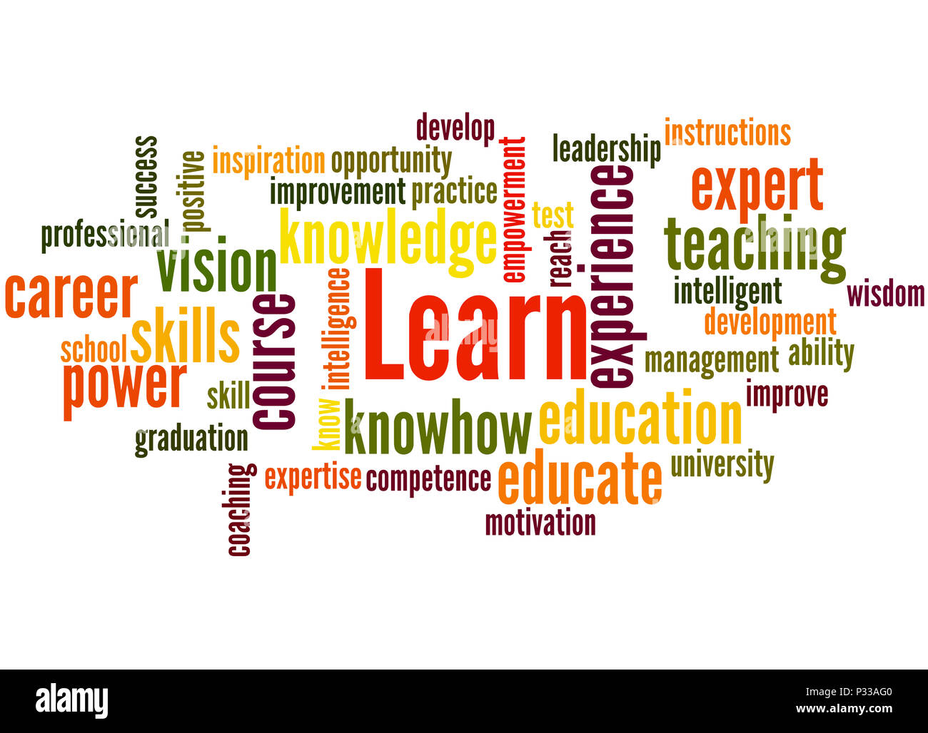 Learn, word cloud concept on white background Stock Photo - Alamy