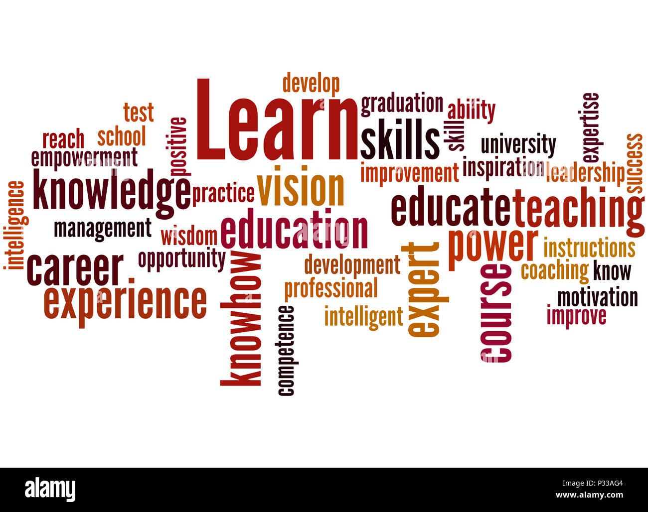 Learn, word cloud concept on white background Stock Photo - Alamy