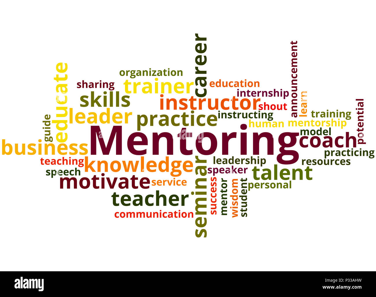 Mentoring, word cloud concept on white background Stock Photo - Alamy