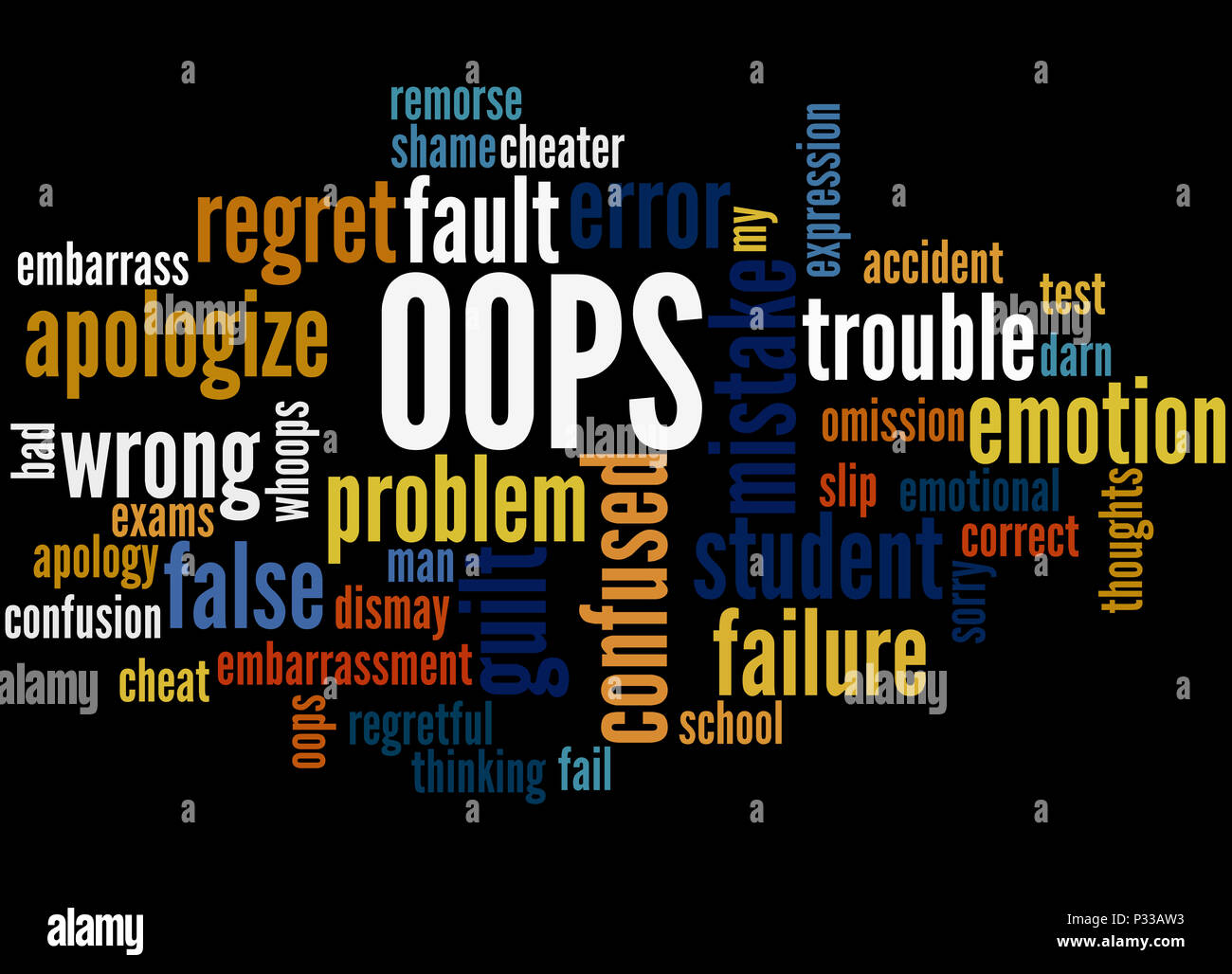 OOPS, word cloud concept on black background Stock Photo - Alamy