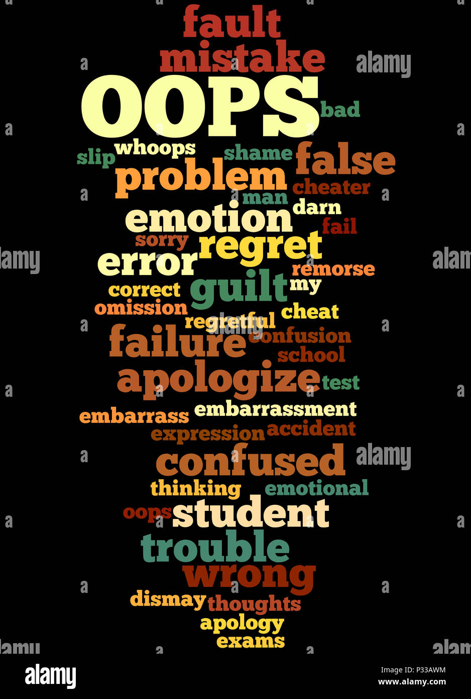 OOPS, word cloud concept on black background Stock Photo - Alamy