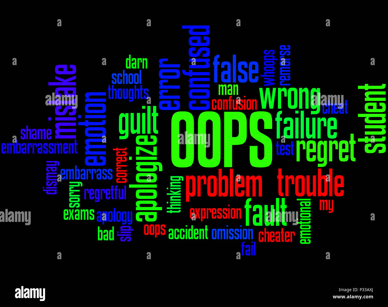 OOPS, word cloud concept on black background Stock Photo - Alamy