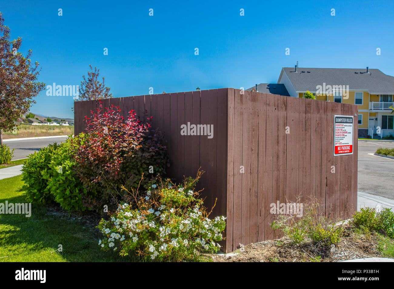 Trash disposal area in apartment complex in Utah Valley Stock Photo - Alamy