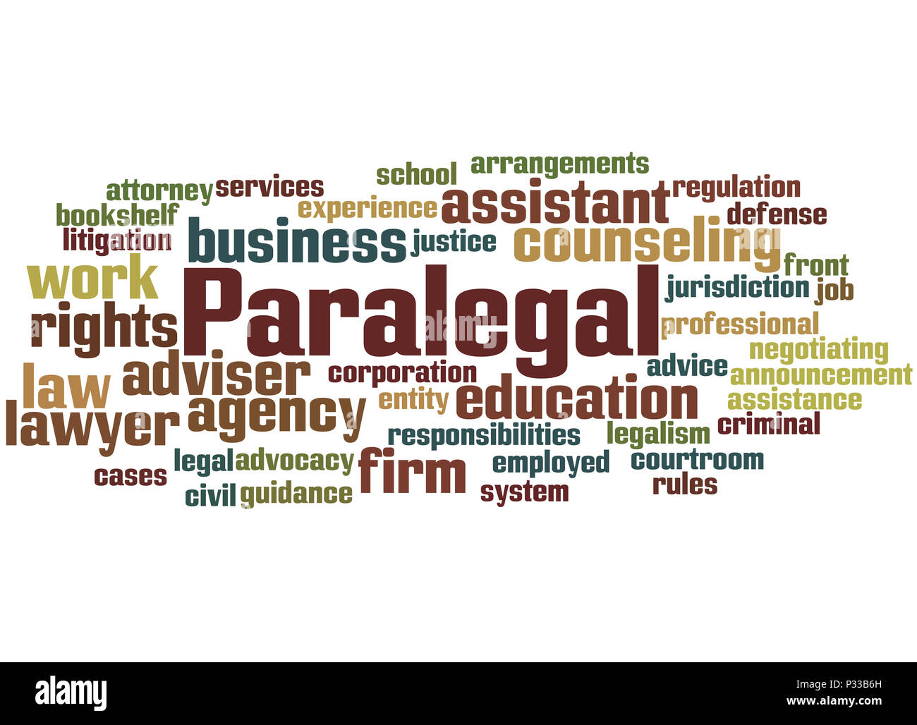 Paralegal, word cloud concept on white background Stock Photo - Alamy