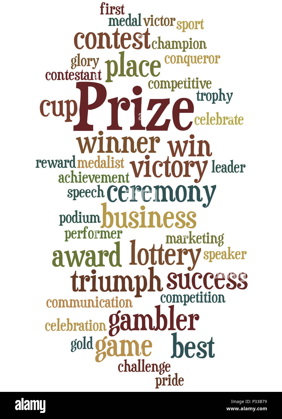 Prize, word cloud concept on white background Stock Photo - Alamy