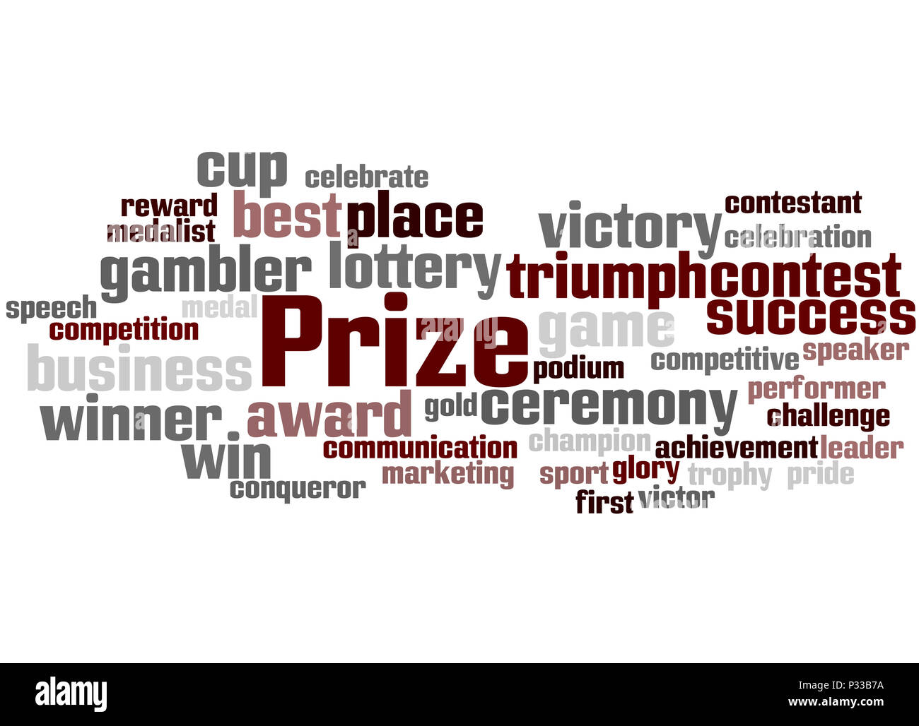 Prize, word cloud concept on white background Stock Photo - Alamy