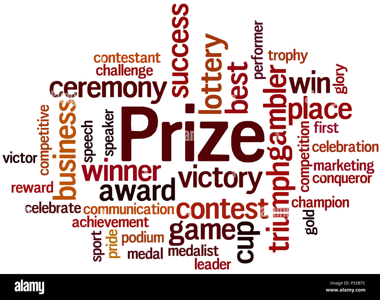 Prize, word cloud concept on white background Stock Photo - Alamy