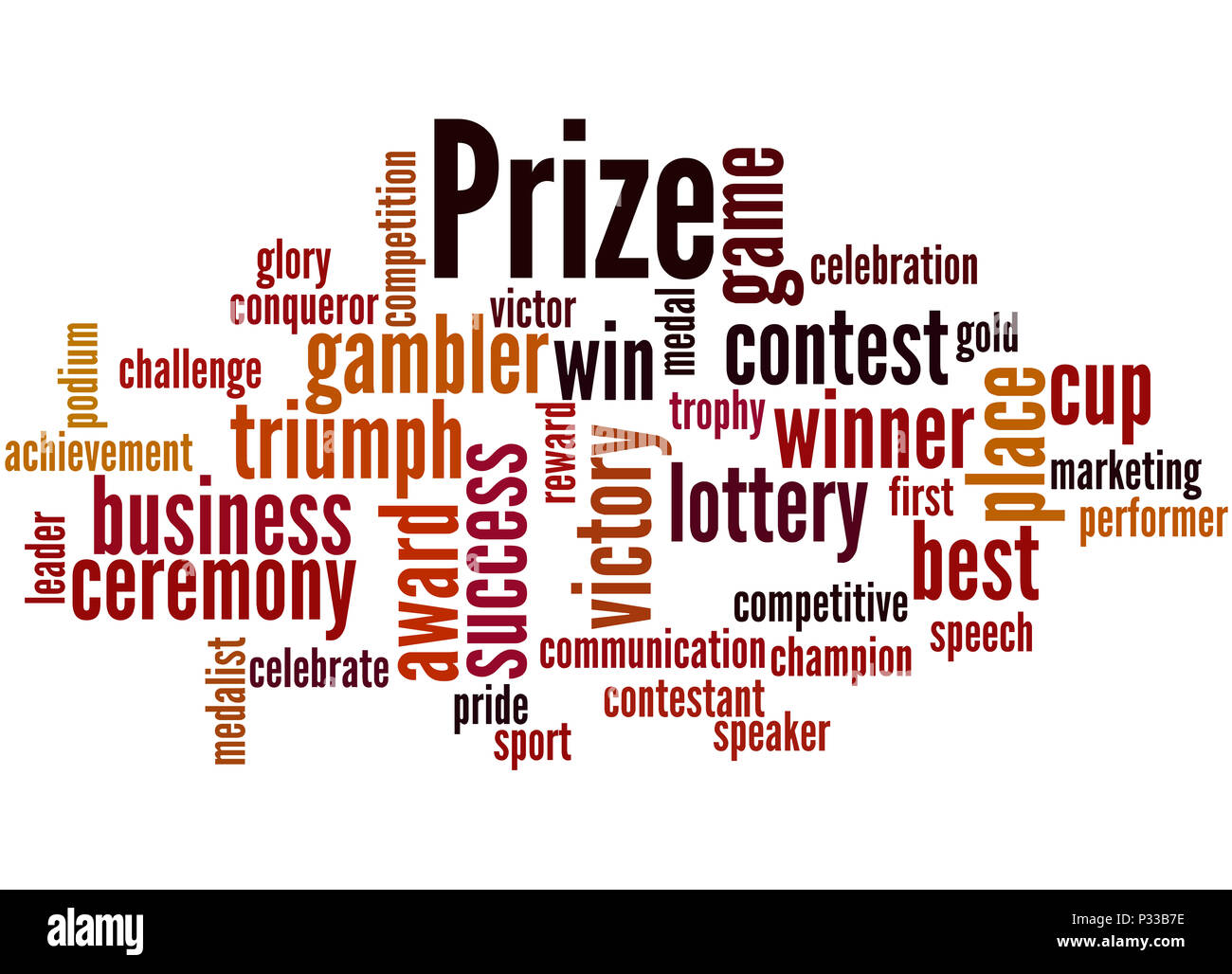 Prize, word cloud concept on white background Stock Photo - Alamy