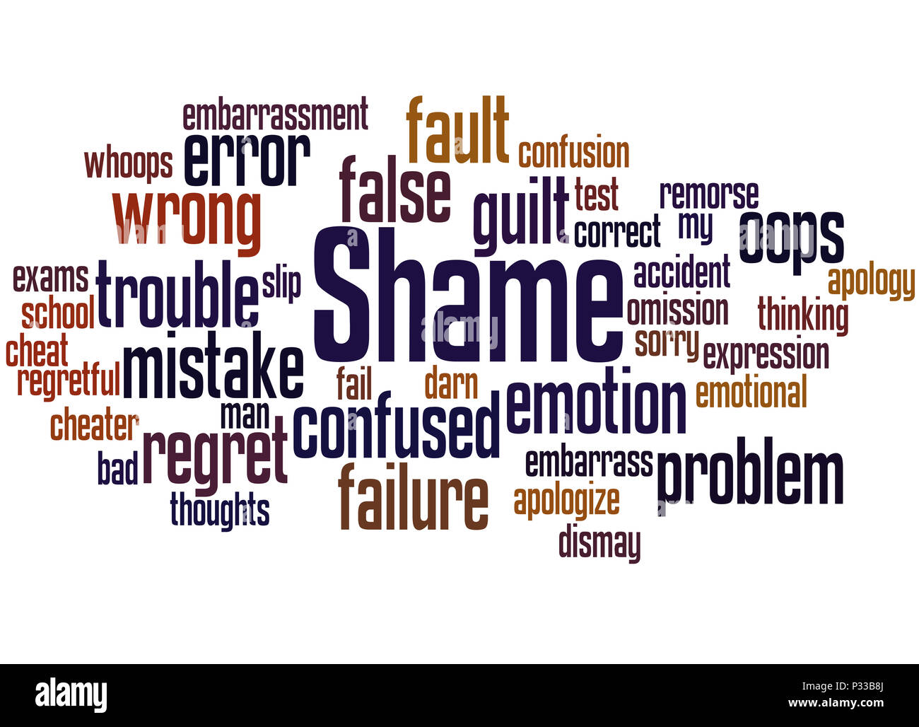 Shame, word cloud concept on white background Stock Photo - Alamy