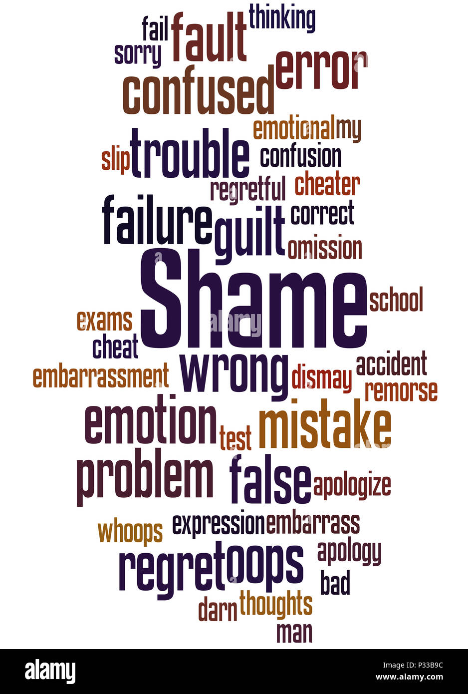 Shame, word cloud concept on white background Stock Photo - Alamy
