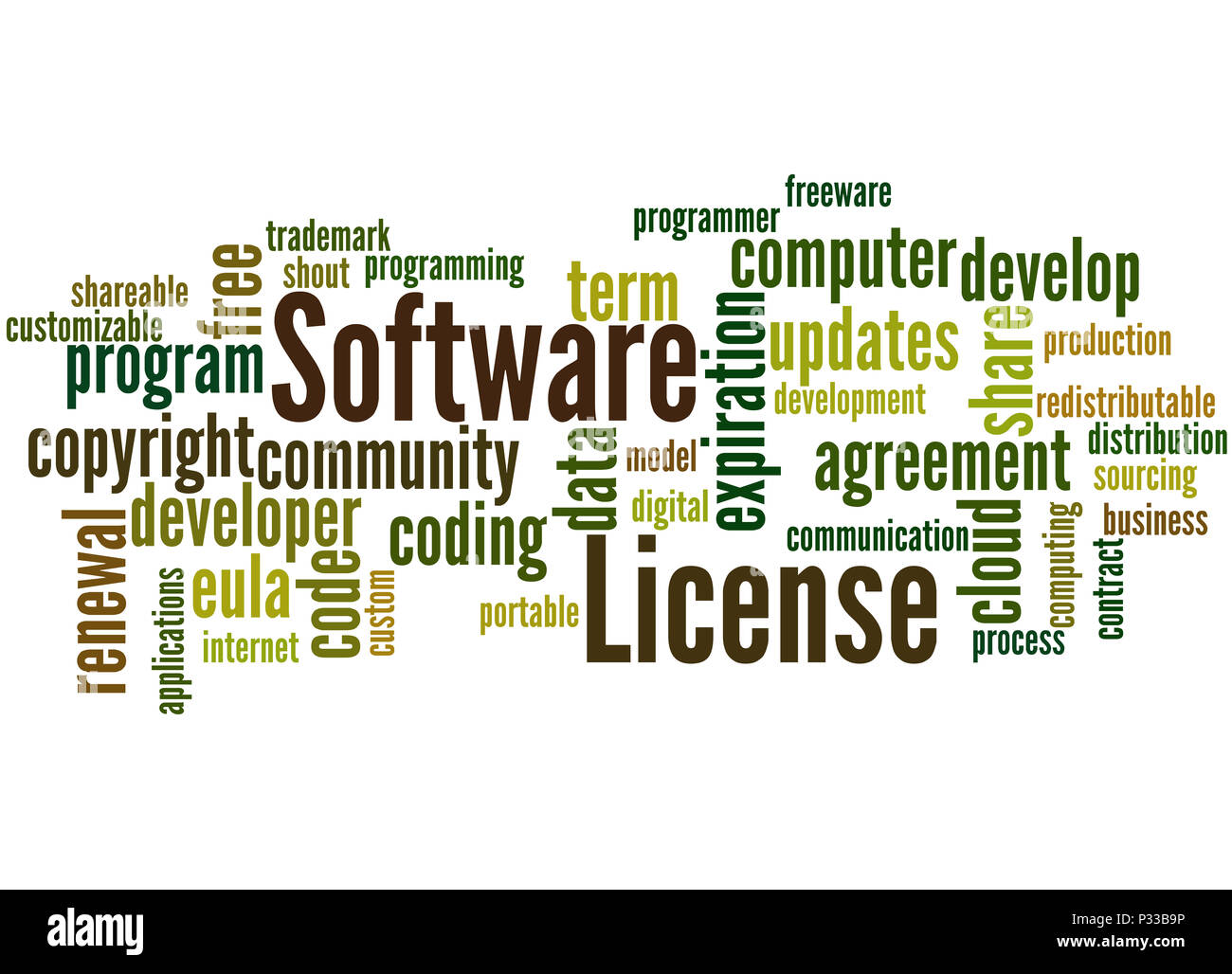 Software License, word cloud concept on white background Stock Photo ...