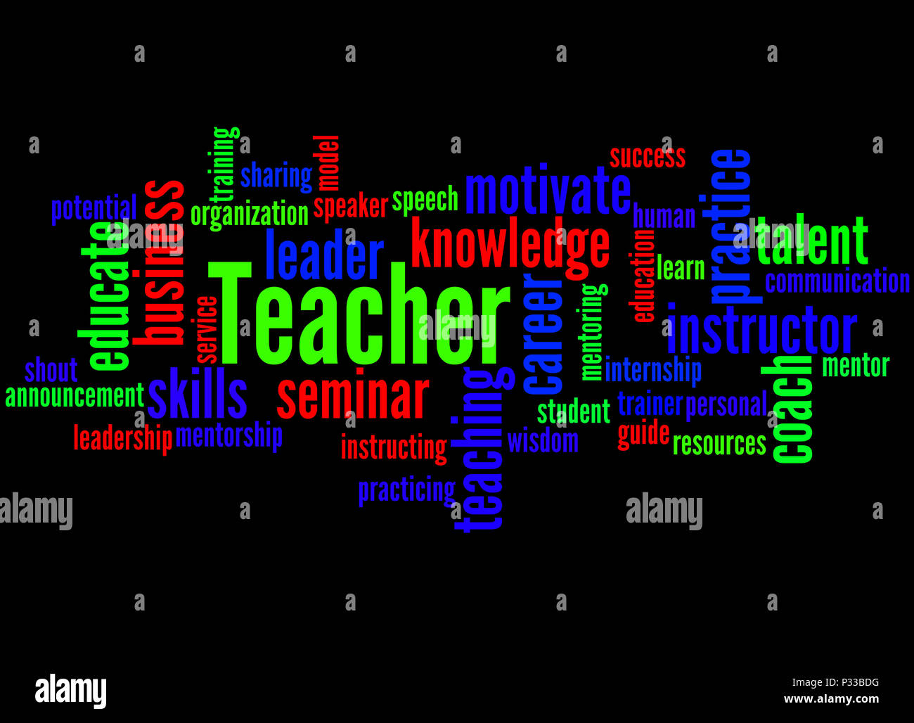 Teacher, word cloud concept on black background Stock Photo - Alamy
