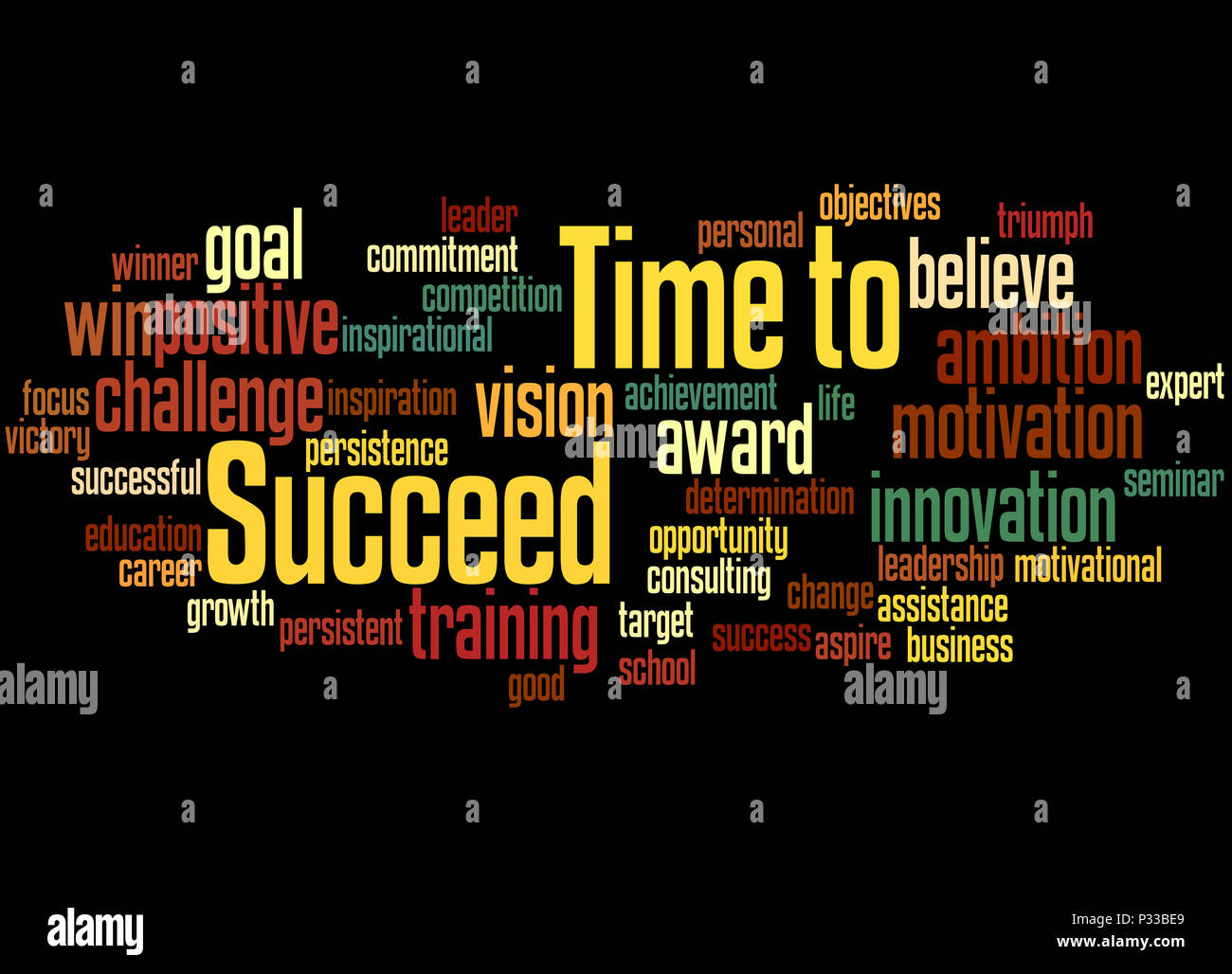 Time to Succeed, word cloud concept on black background Stock Photo - Alamy