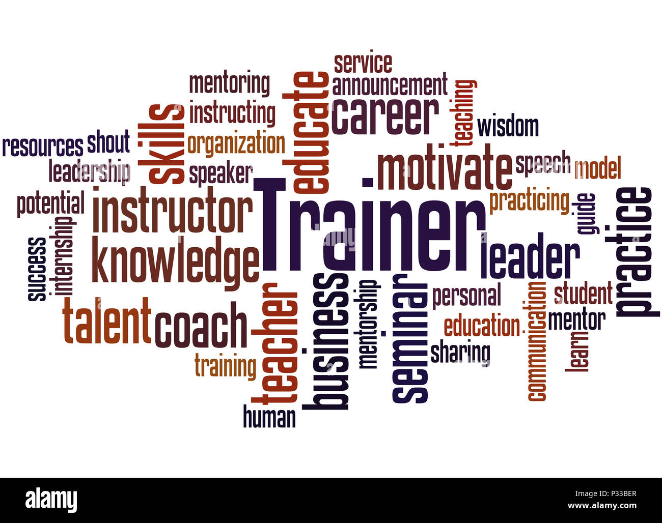 Trainer, word cloud concept on white background Stock Photo - Alamy