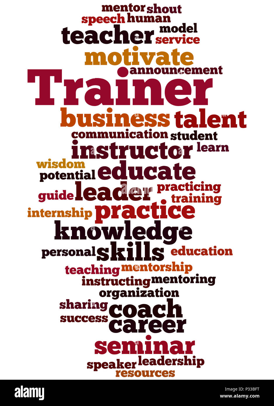 Trainer, word cloud concept on white background Stock Photo - Alamy