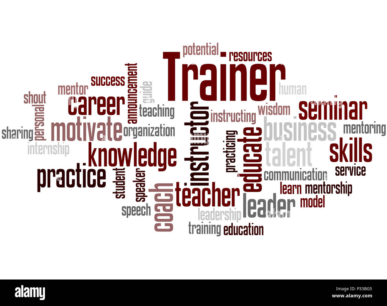 Trainer, word cloud concept on white background Stock Photo - Alamy