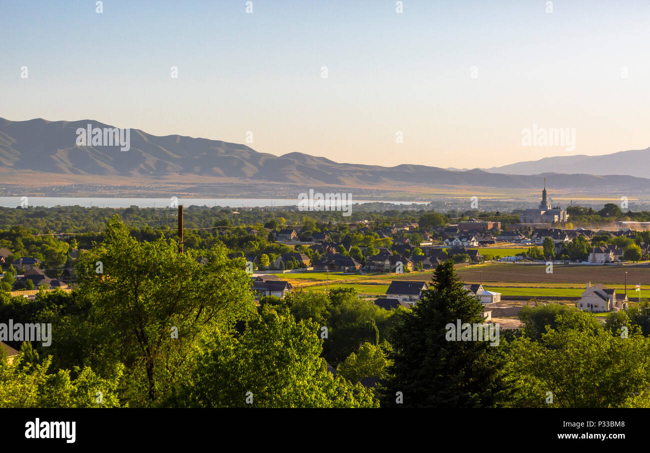 Utah Valley Views with buildings and roads Stock Photo - Alamy