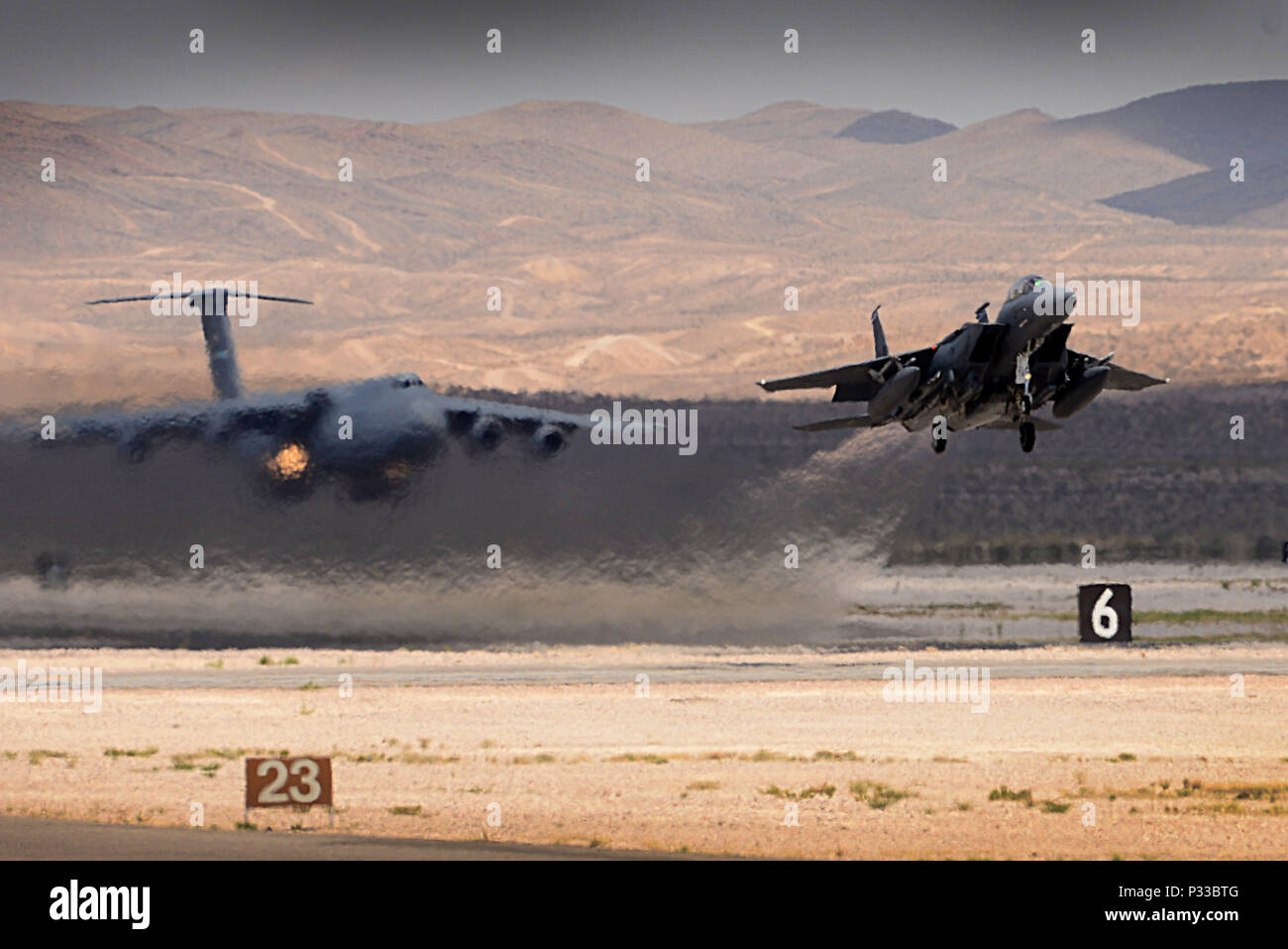 An F-15E Strike Eagle from the 492nd Fighter Squadron launches for a ...