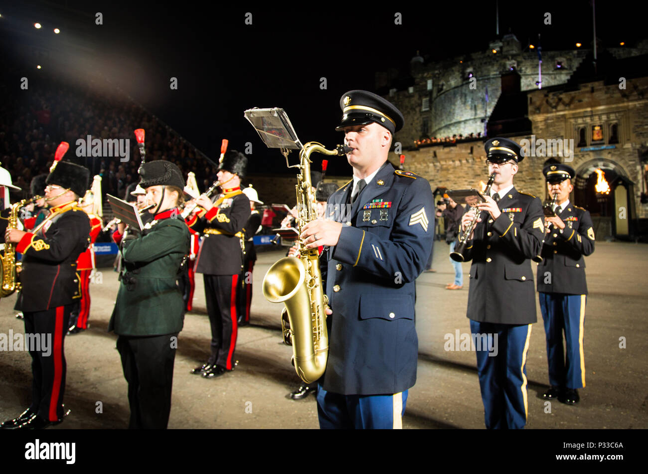 Sgt. Ryan Grill, centered, and members of the USAREUR Band & Chorus ...