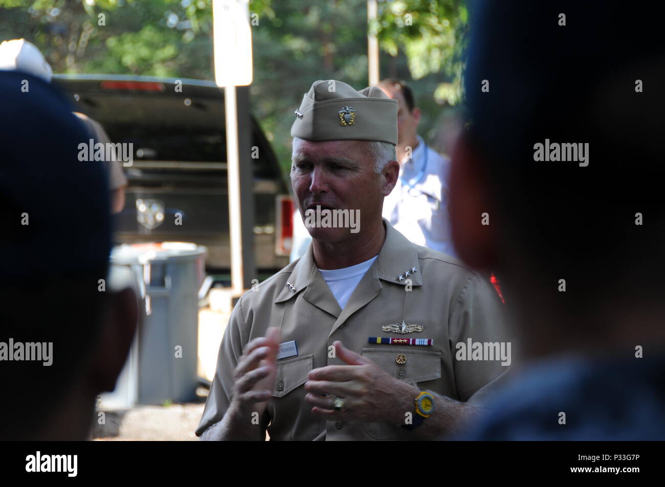 Vice Adm. Thomas Rowden, Commander of Naval Surface Force, speaks to ...