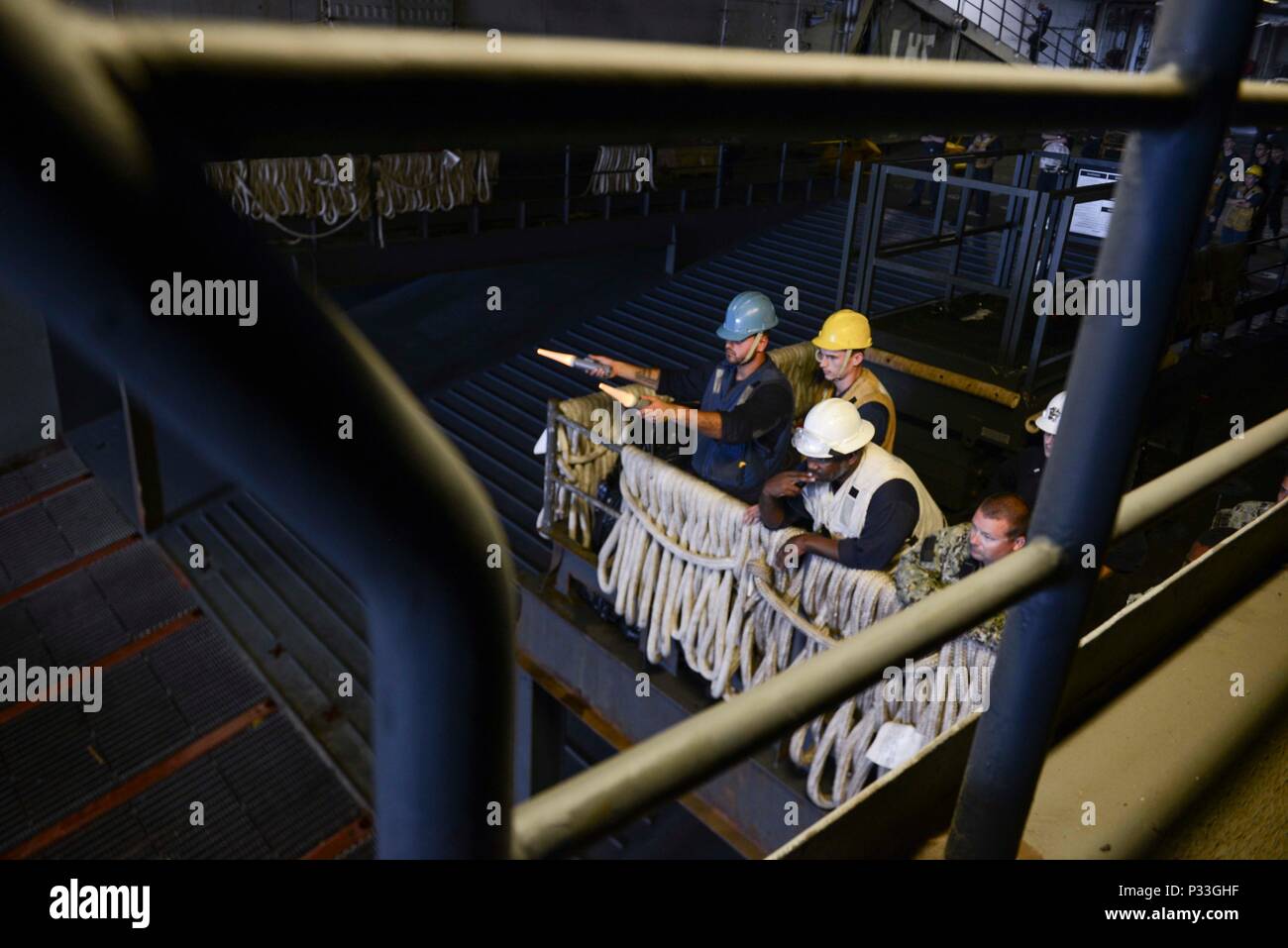 160831-N-QJ850-110ATLANTIC OCEAN (August 31, 2016) – Sailors direct ...