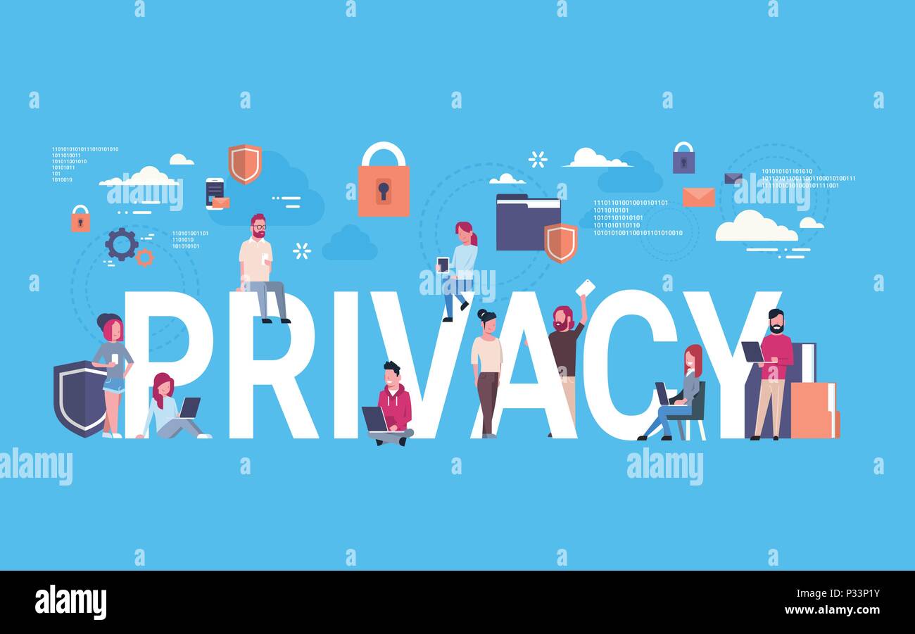 business team over GDPR isometric infographic data privacy background ...