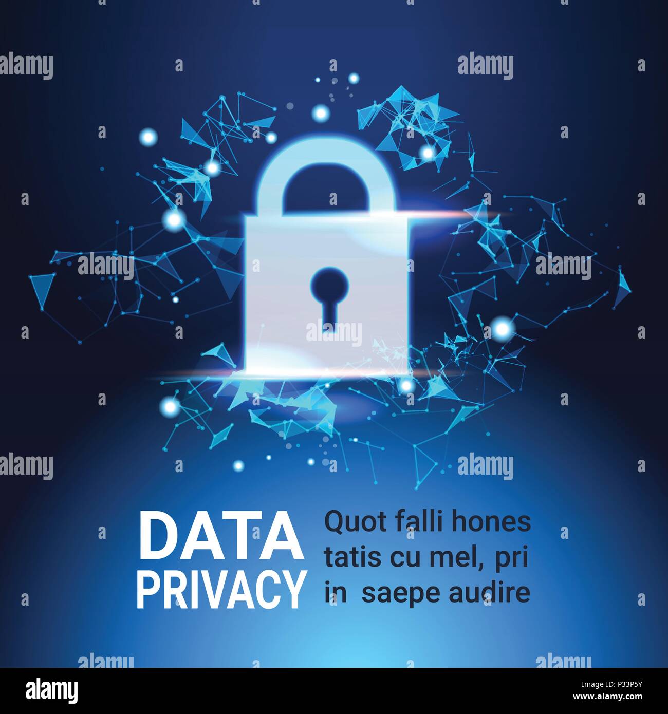 padlock data protection privacy concept. GDPR. Cyber security network ...