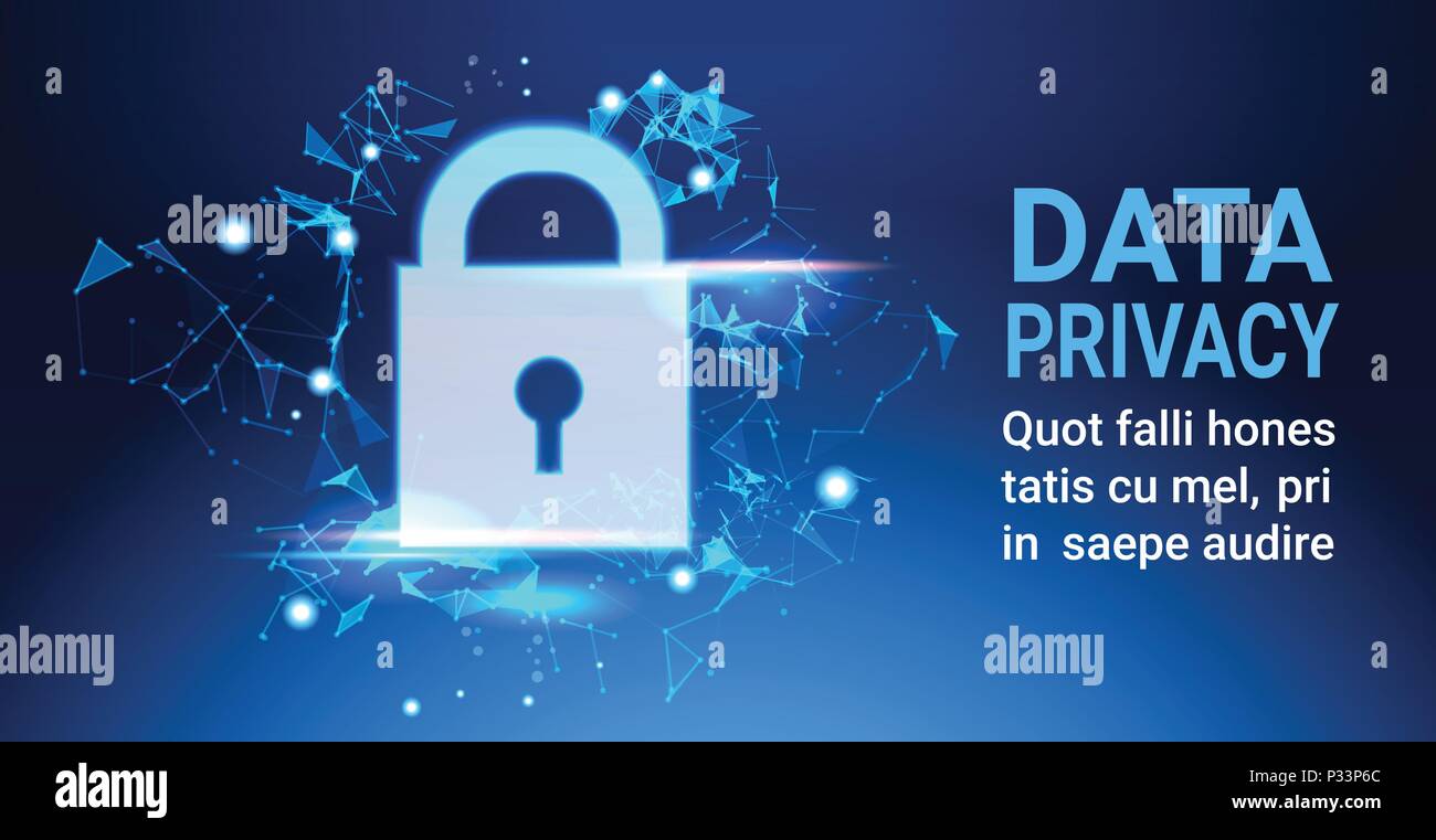 padlock data protection privacy concept. GDPR. Cyber security network ...