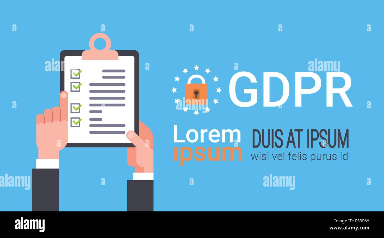 Human hands with checklist and text General Data Protection Regulation ...