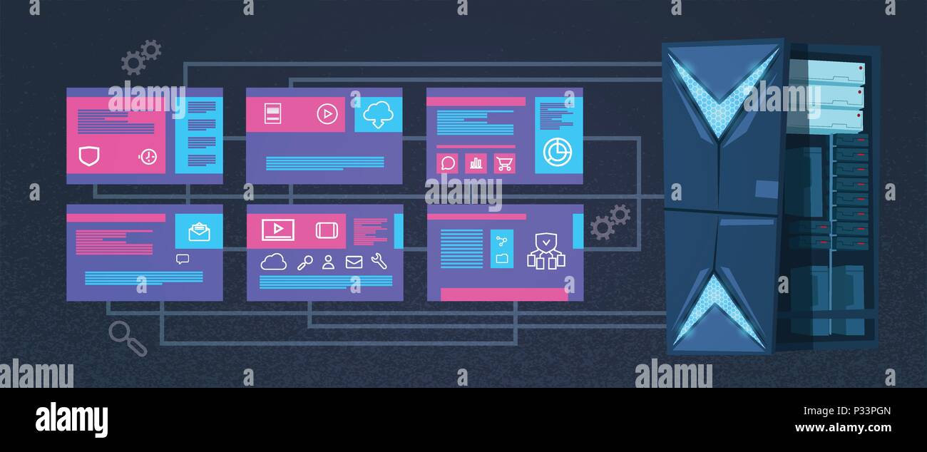 data protection computing center with hosting servers infographic ...