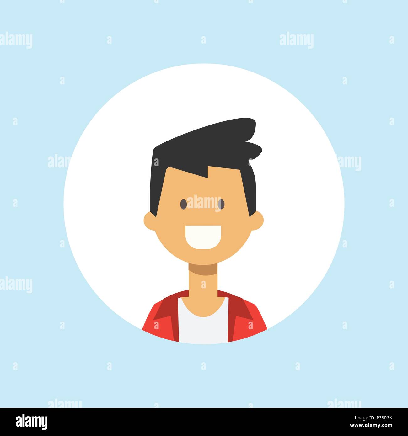 cute teen guy face happy boy portrait on blue background, male avatar ...
