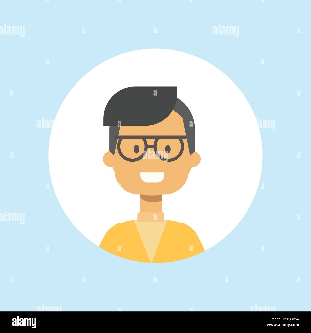 cute casual face happy man portrait on blue background, male avatar ...