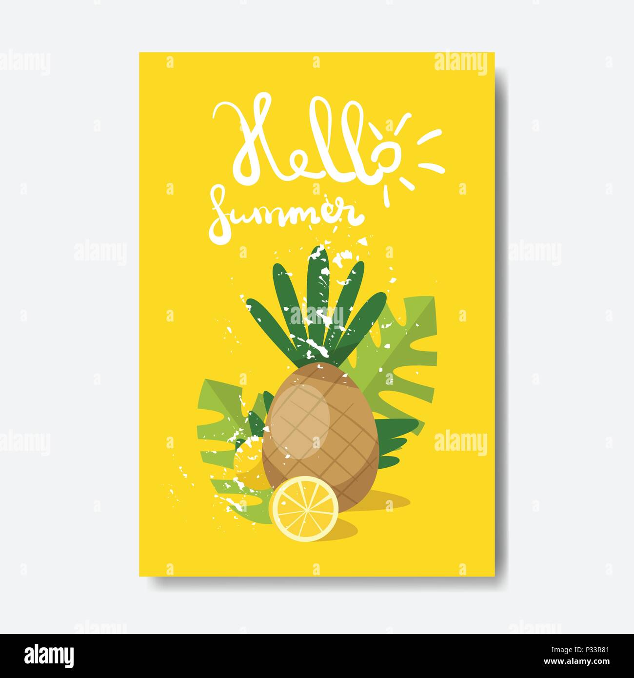 hello summer pineapple badge Isolated Typographic Design Label. Season ...