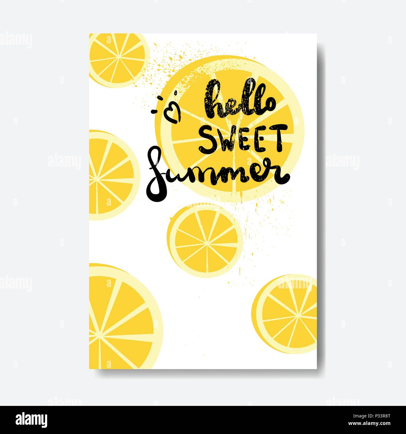 hello summer lemon badge Isolated Typographic Design Label. Season ...