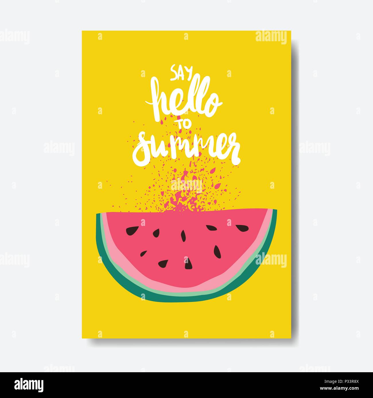 hello summer watermelon badge Isolated Typographic Design Label. Season ...