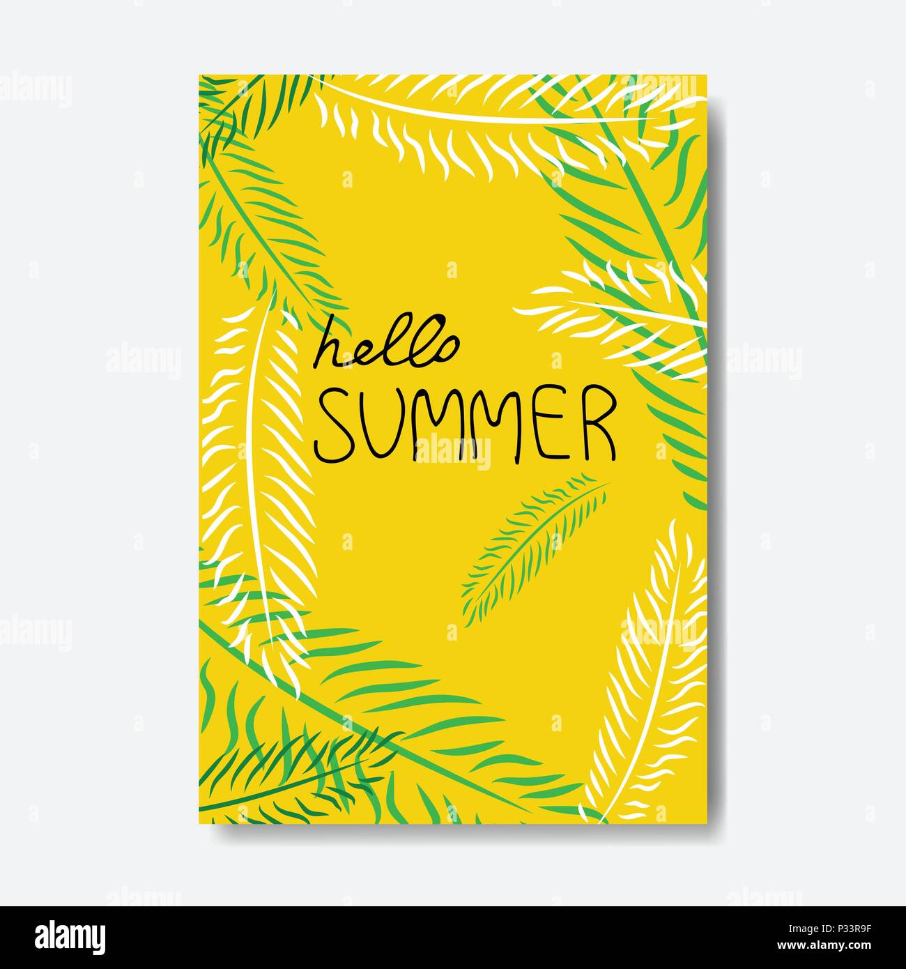hello summer palm badge Isolated Typographic Design Label. Season ...
