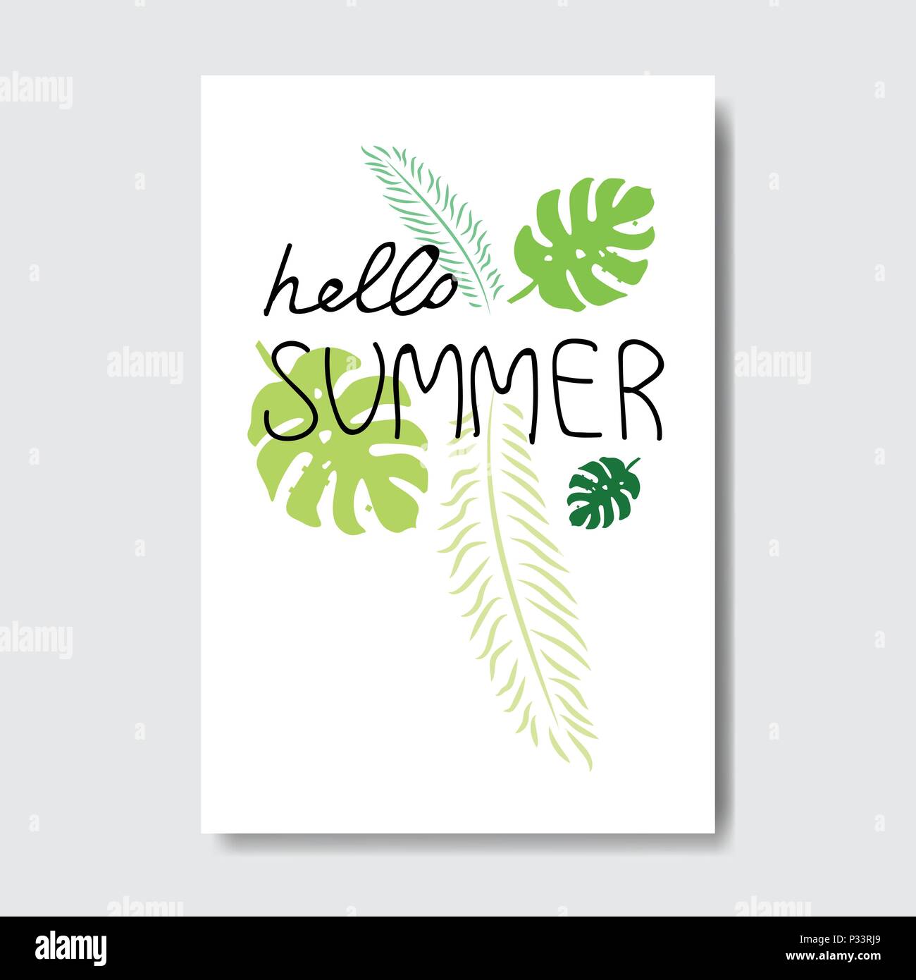 hello summer palm badge Isolated Typographic Design Label. Season ...