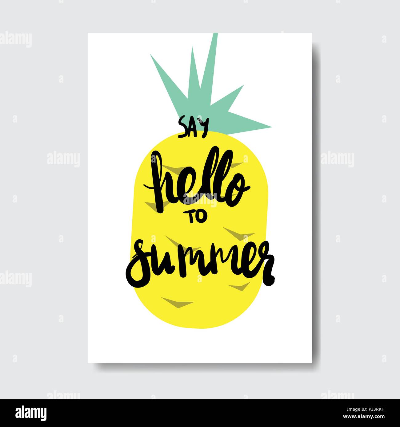 hello summer pineapple badge Isolated Typographic Design Label. Season ...