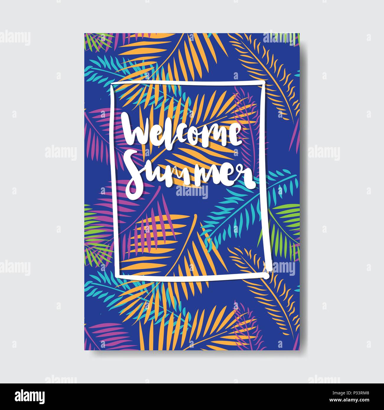 welcome summer palm badge Isolated Typographic Design Label. Season ...