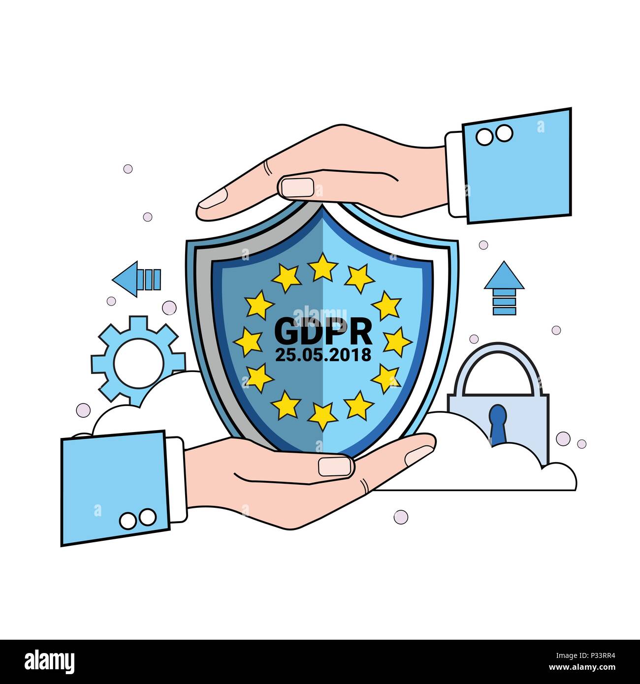 data safety padlock shield protects palms over synchronization General ...