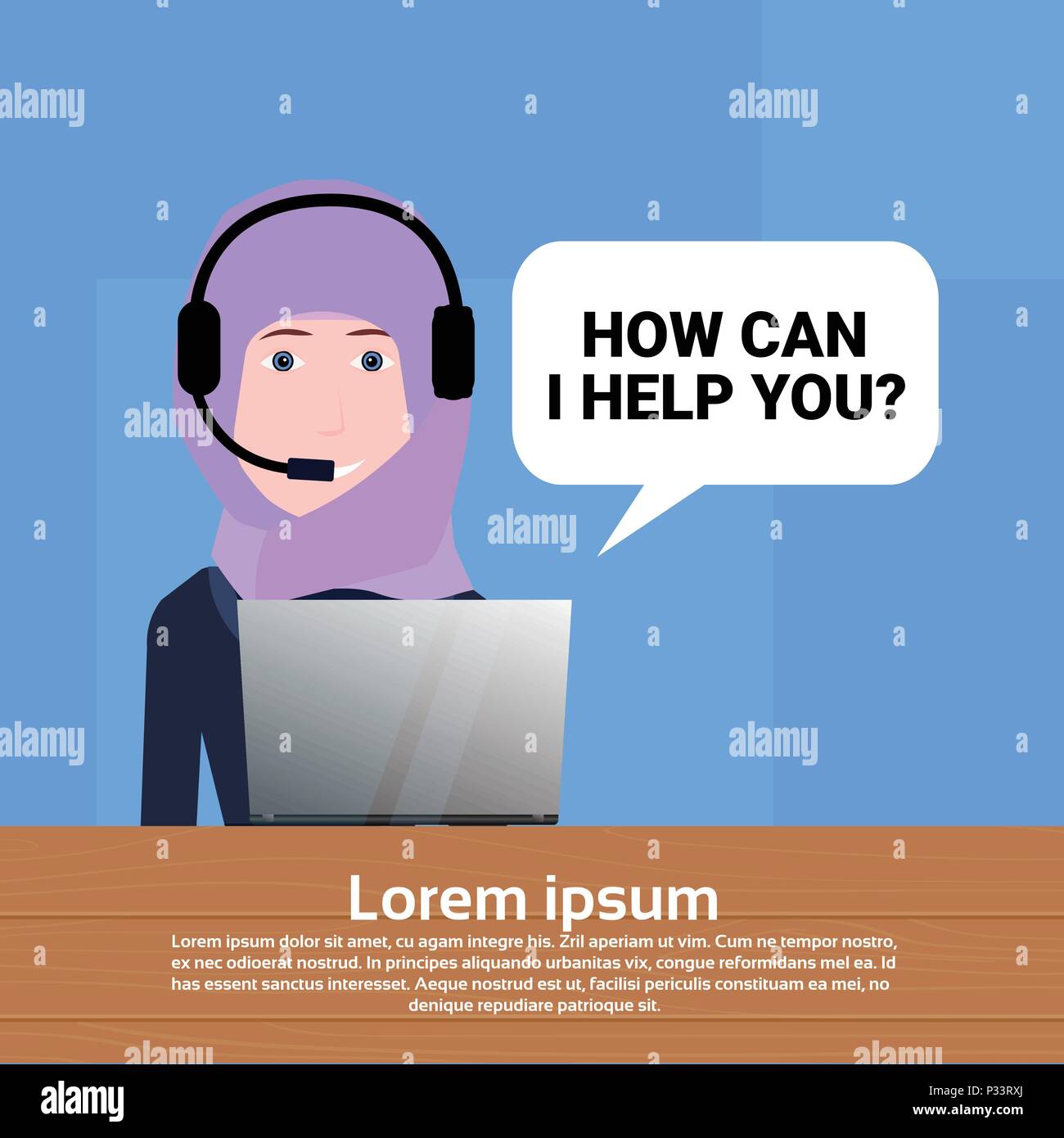 arab call center headset agent woman bubble client support online ...