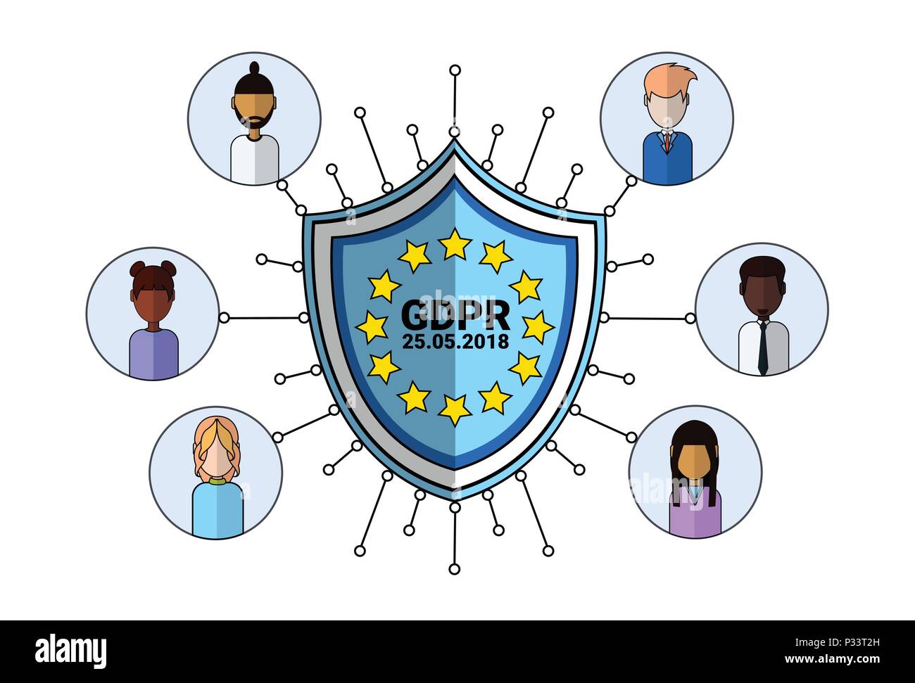 data safety shield support agent icon over General Data Protection ...